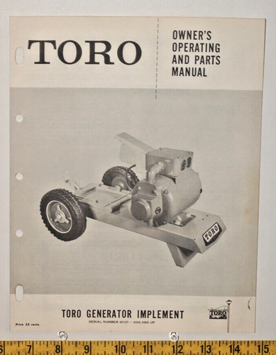 Vintage Toro Generator Implement (Serial Nos. 40167-4000 &up) - 1956 Ed ...