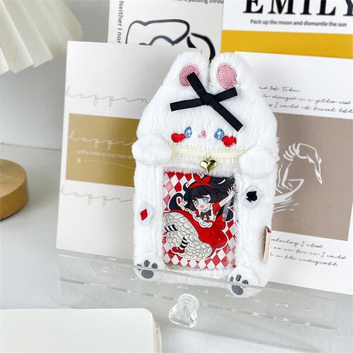 Cute Bow Rabbit Plush Card Holder Card Storage Book Keychain Bags ...