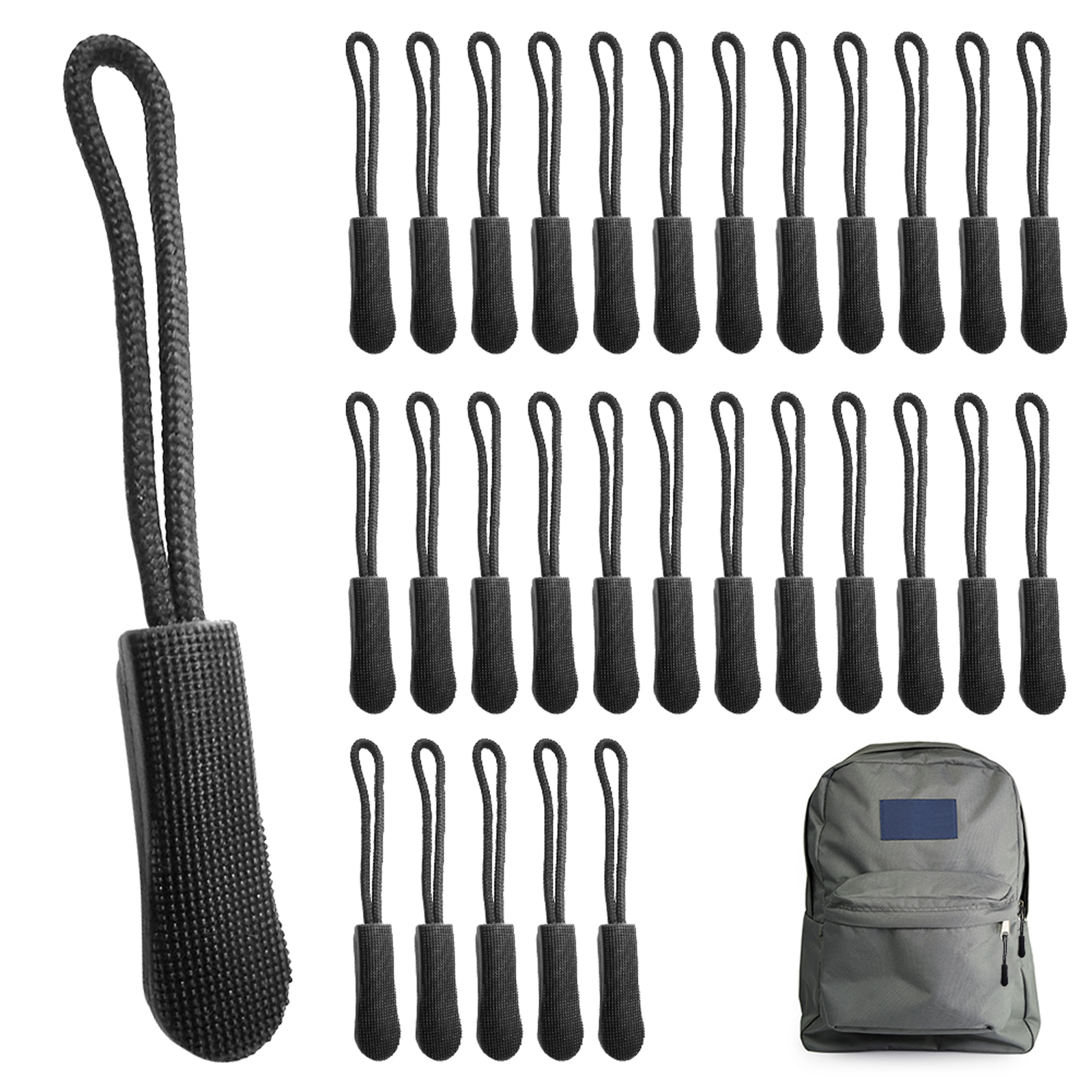 30pcs Luggage Zipper Puller Extension Zip Tag Cord Pull For Backpack ...