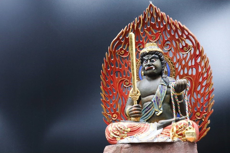 Japanese, Japan,Fudo Myo-o, Acala, Buddhism, wooden, statue Buddha 44cm ...