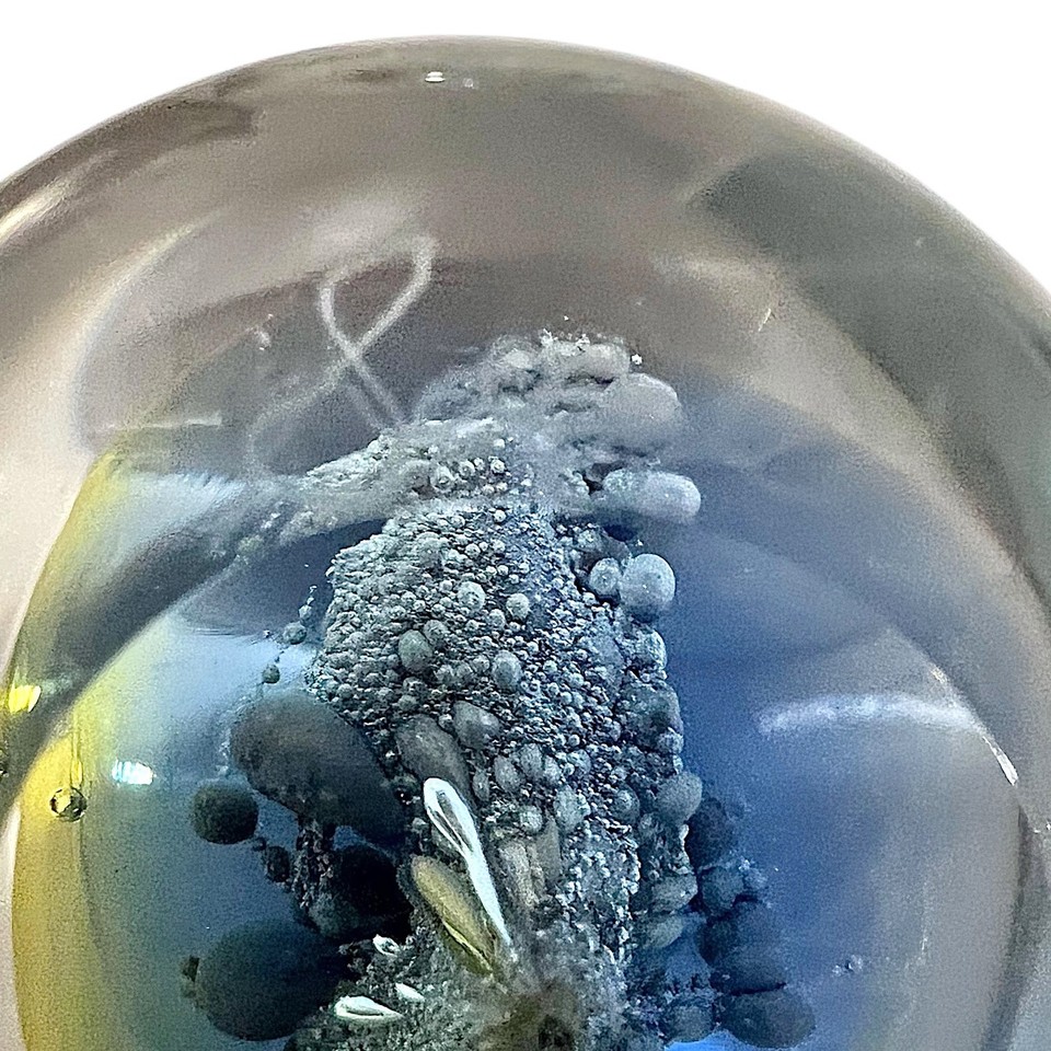Vintage Seegers Fein Art Glass Galaxy Nebula Blue Green Paperweight ...