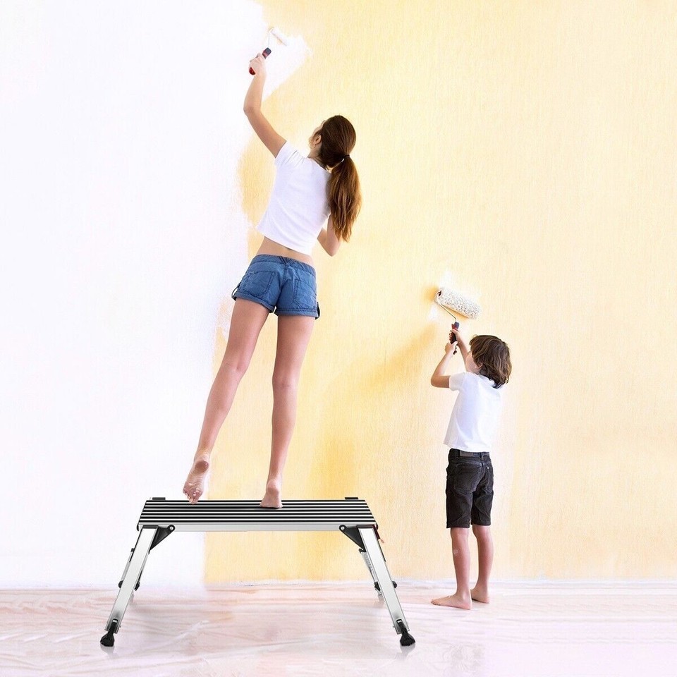 Aluminum Folding Hop Up Work Platform Step Up Bench Ladder Stool w ...