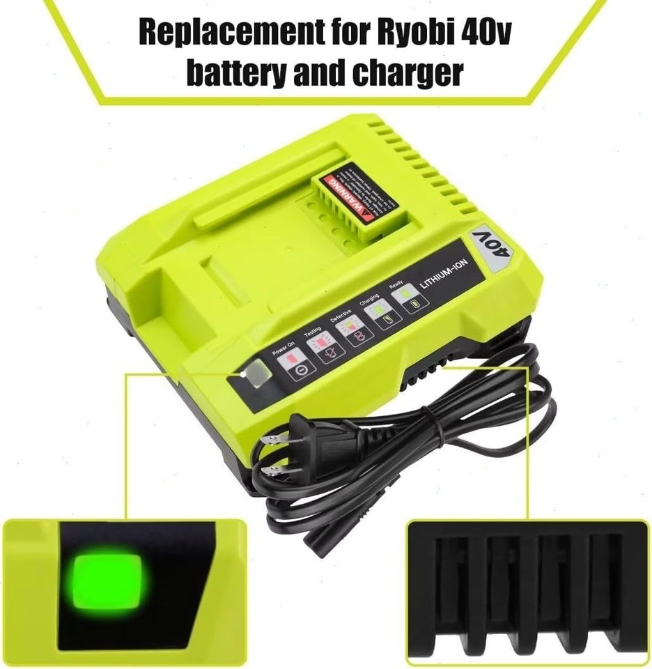 4.0Ah Battery 40 Volt for Ryobi 40V Lithium OP40404VNM Battery with LED ...