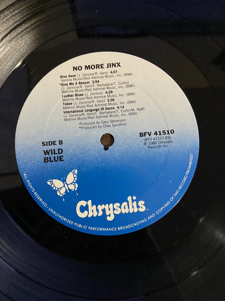 Wild Blue - No More Jinx - 1986 Chrysalis BFV-41510 LP Vinyl Record ...