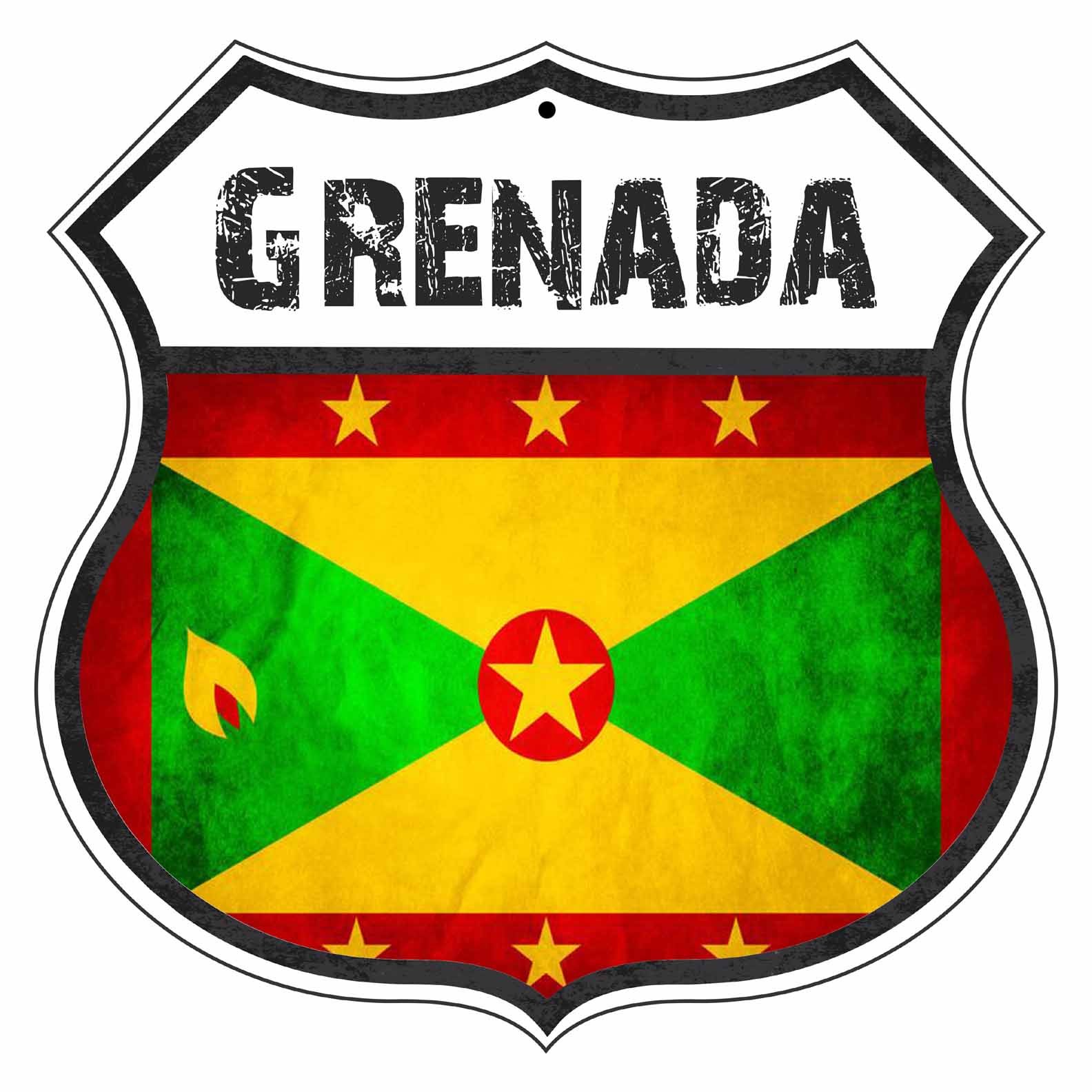 Grenada Country Flag Novelty Highway Road Street Shield Aluminum Metal ...