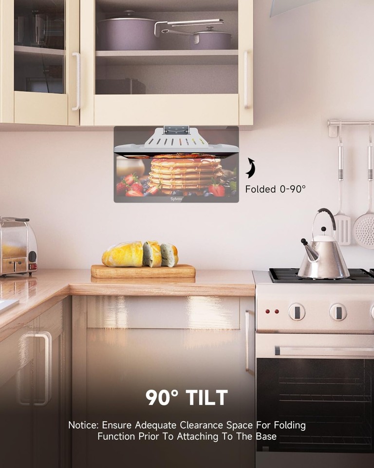 SYLVOX 15.6 inch Kitchen TV 1080P FHD Flip-Down Under Cabinet TV 2024 ...