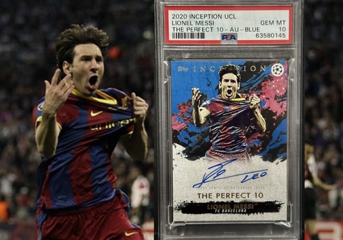 2020 Topps Inception UCL Barcelona The Perfect 10 Lionel Messi Blue /49 ...