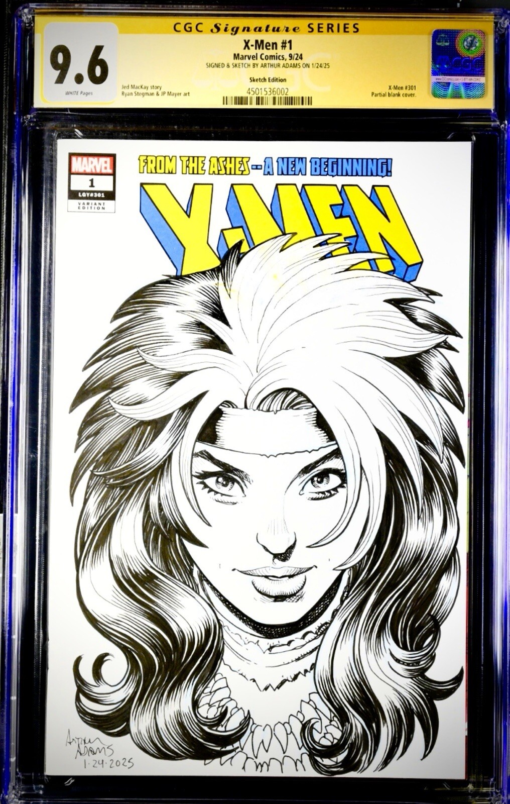 X-Men #1 BLANK CGC SS 9.6 signed ORIGINAL ROGUE DRAWING ART ARTHUR ...