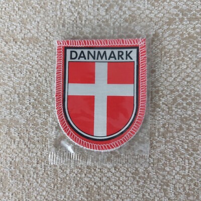 Danmark Denmark Danish Flag Cross Souvenir Red Woven Patch Badge - FREE ...