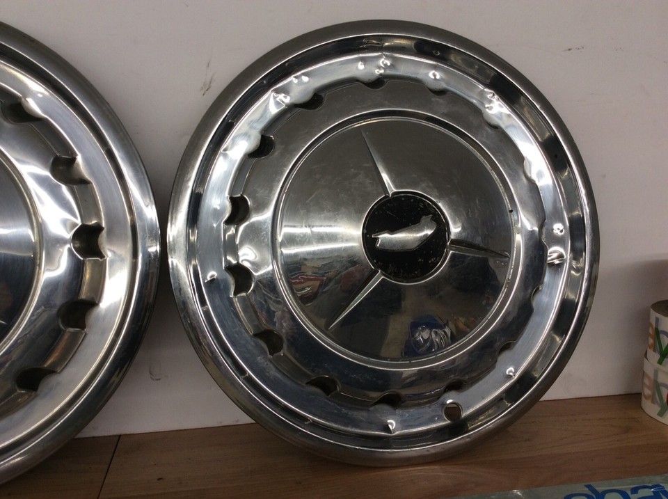 57 1957 CHEVROLET RARE VINTAGE 57 CHEVY 14” HUBCAPS 2 WHEEL COVERS Oem ...