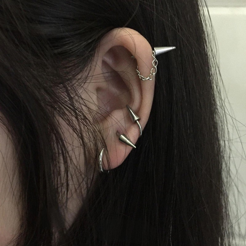 New Retro Gothic Stainless Steel Rivets Ear Bone Nail Hip Hop Ear Clips ...