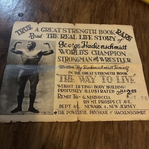 Vintage The Way To Live George Hackenschmidt Promo Bodybuilding ...