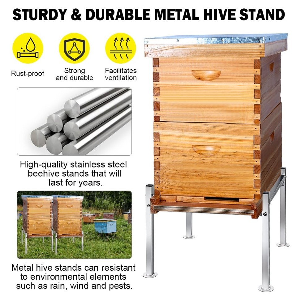 Metal Bee Hive Stand for 8/10 Frame Beehive Box, Easy to Assemble ...