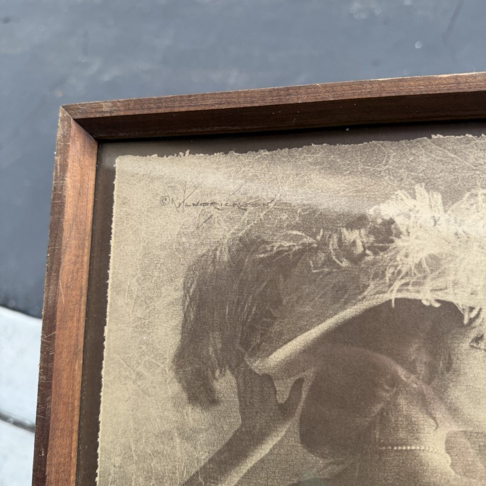 R. Hendrickson Victorian Woman Nude Hat Wood Framed Sepia Print 15X12 B ...