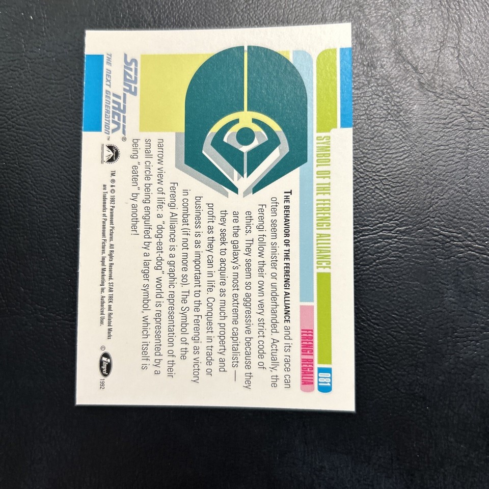 Jb101d Star Trek The Next Generation 1992 #081 Symbol Of The Ferengi ...