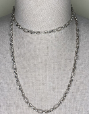 DESIGNER STERLING SILVER ROPE CHAIN LINK LONG NECKLACE | eBay