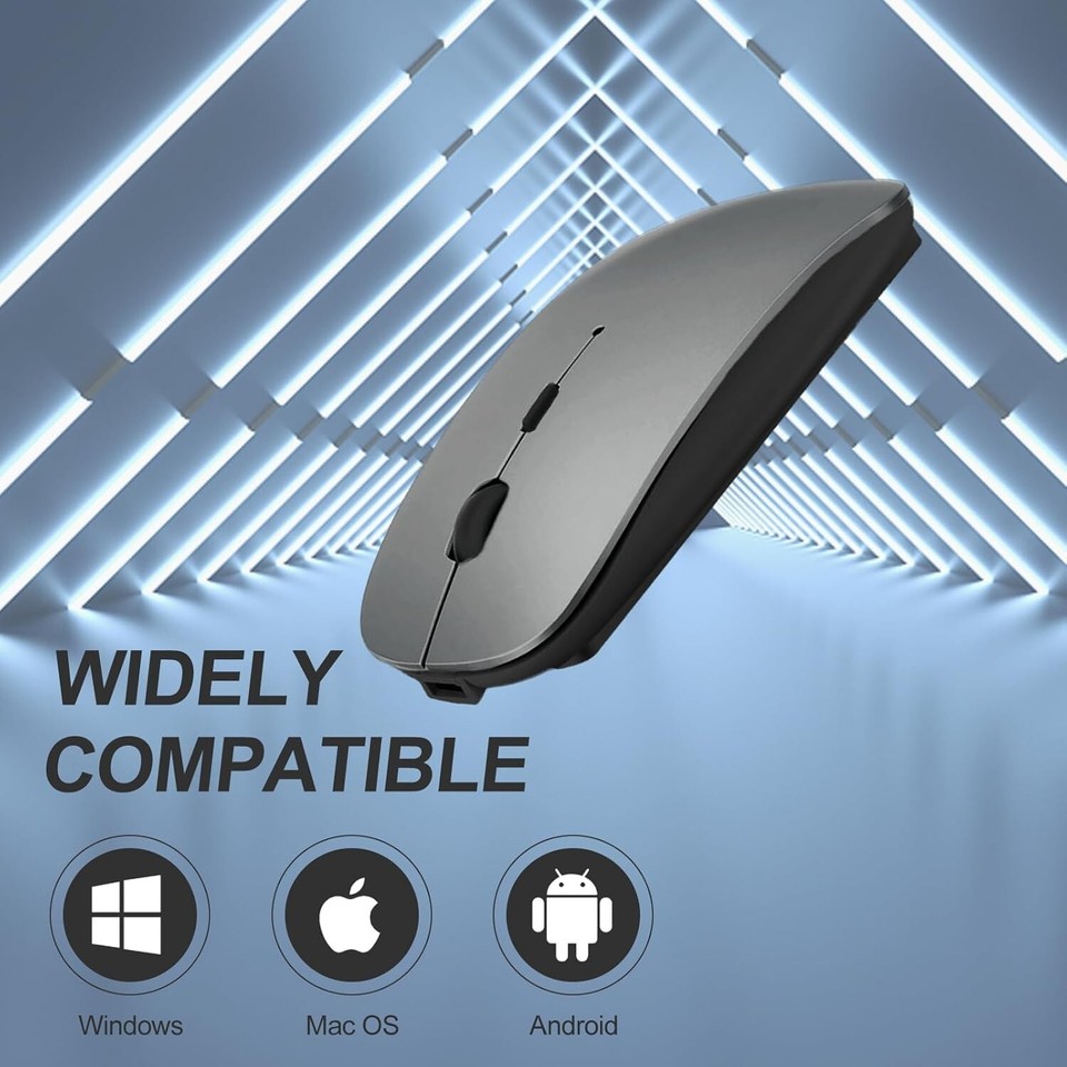 Rechargeable 4 Modes Bluetooth Mouse/Bluetooth 3.0/5.2+USB-2.4G/Type-C ...
