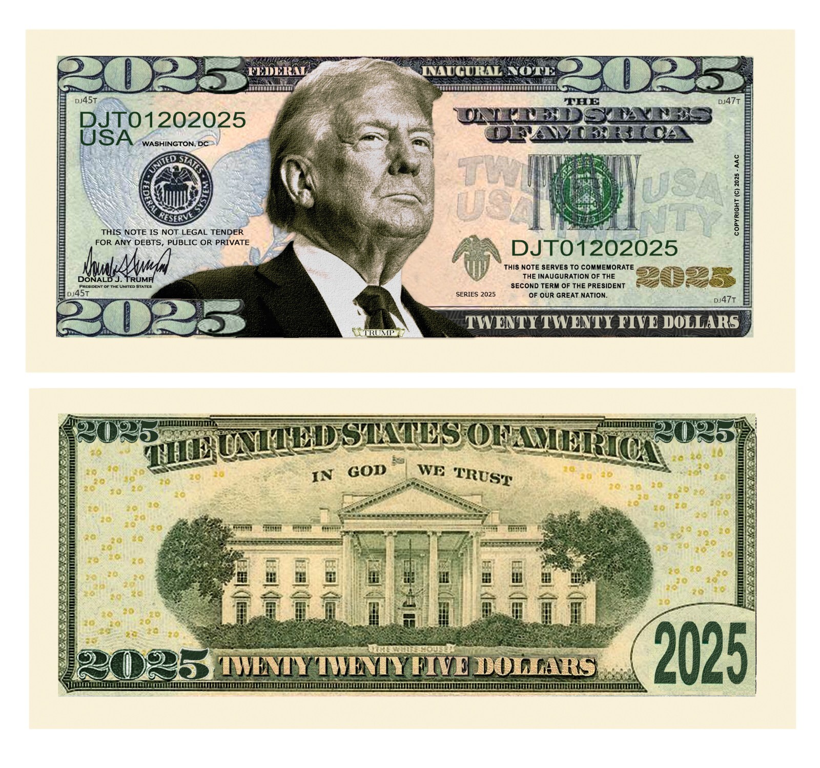 Pack of 1000 - Donald Trump 2025 Presidential Inaugural Novelty Dollar ...