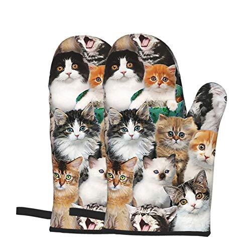 Cute Cat Oven Mitts Heat Resistant Glove for Women Cooking Baking ...