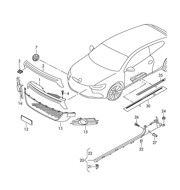 Genuine VW Scirocco 2011 Front Lower Bumper Grille 1k8853677 9b9 for ...