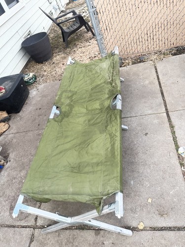 Authentic US GI Military Heavy Duty Aluminum Folding Cot Good condition ...