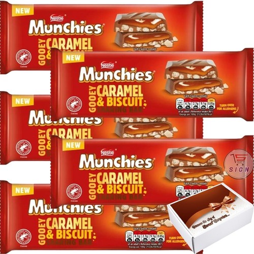 5 x Munchies Caramel And Biscuit Chocolate Sharing Bar 87g Kids Party ...
