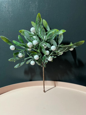 Artificial Faux Glittered Mistletoe Pick mistletoe Hanging Christmas ...