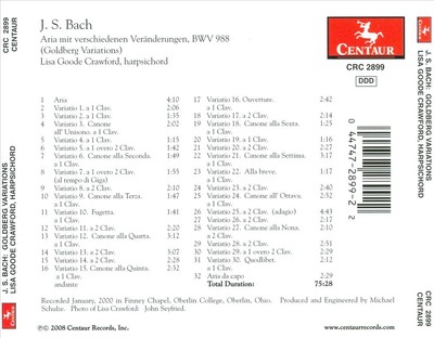 LISA GOODE CRAWFORD BACH: GOLDBERG VARIATIONS NEW CD 44747289922| eBay