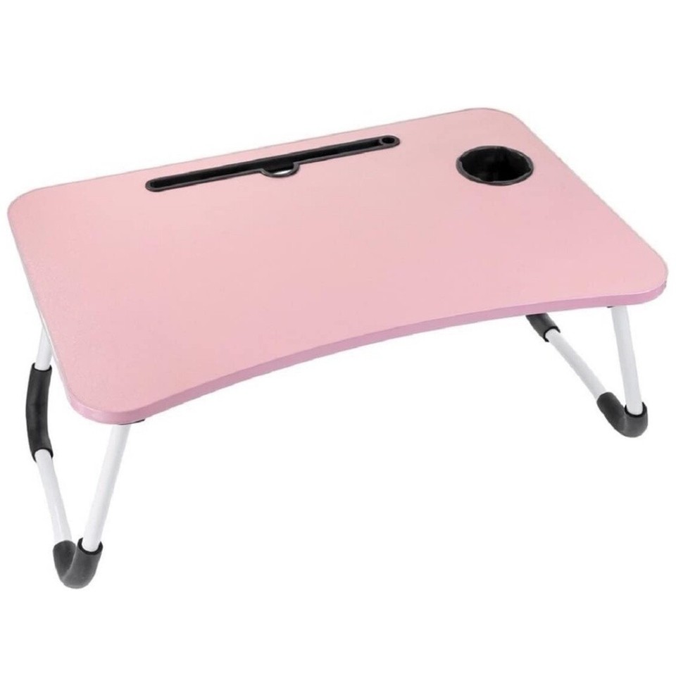 Folding Table Laptop Computer Bed Tray Cup Slot Breakfast Reading Lap ...
