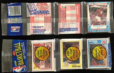 TWO 1989 Fleer Basketball Rack Packs with Michael Jordan Card & Sticker ...
