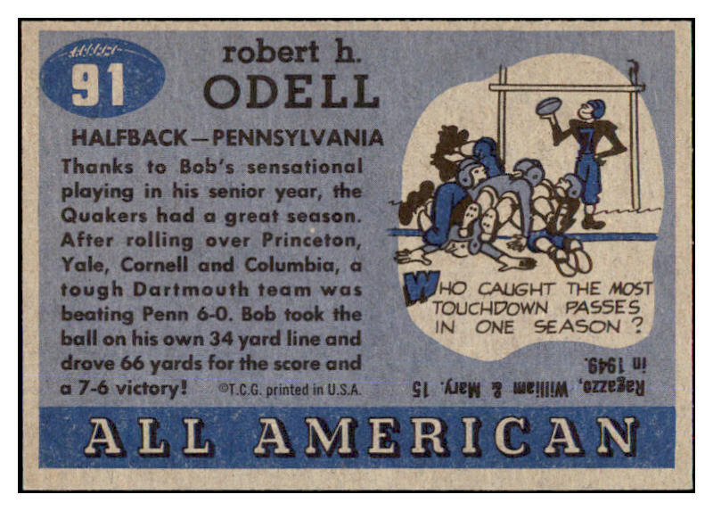 1955 TOPPS # 91 BOB ODELL PENN NR-MT SET BREAK 486626 (KYCARDS) | eBay