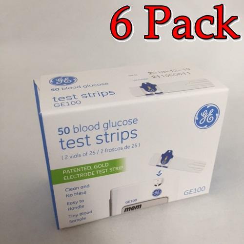 (6PK) GE100 Blood Glucose Test Strips, 50 Count 883489000750VL ...