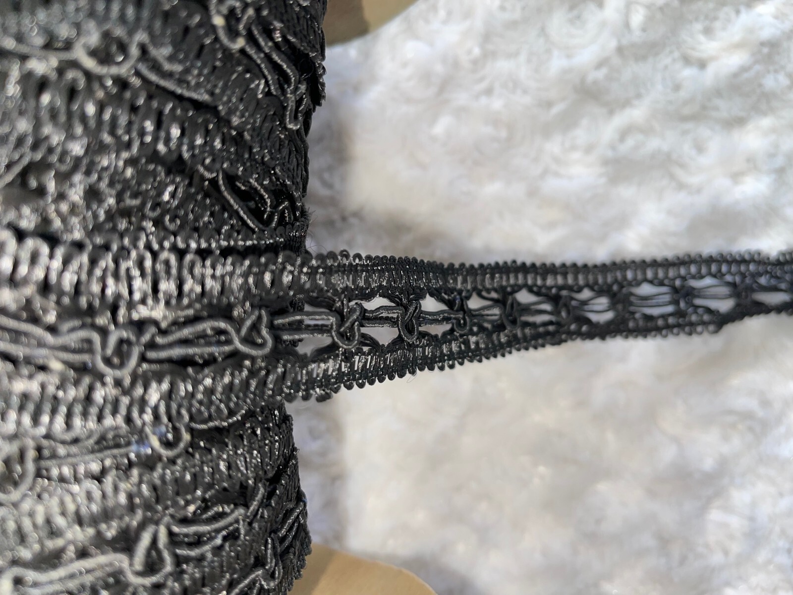 5 yards black lattice open weave GIMP non stretch sewing upholstery ...