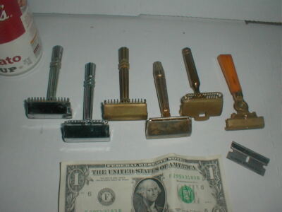 VTG Straight Edge Mechanical Razor Shaver LOT Brass GEM Junior Bakelite ...