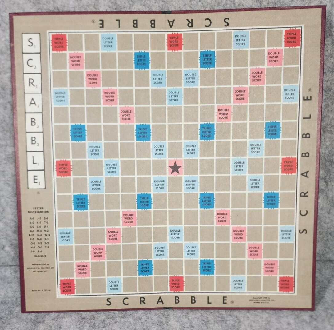 Scrabble Game BOARD ONLY Copyright 1948 Vintage Original Replacement ...