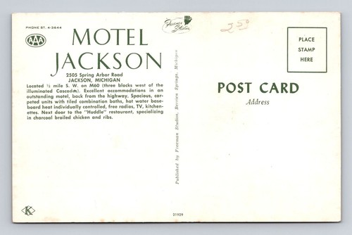 Jackson MI-Michigan, Motel Jackson, Advertising, Antique Vintage ...