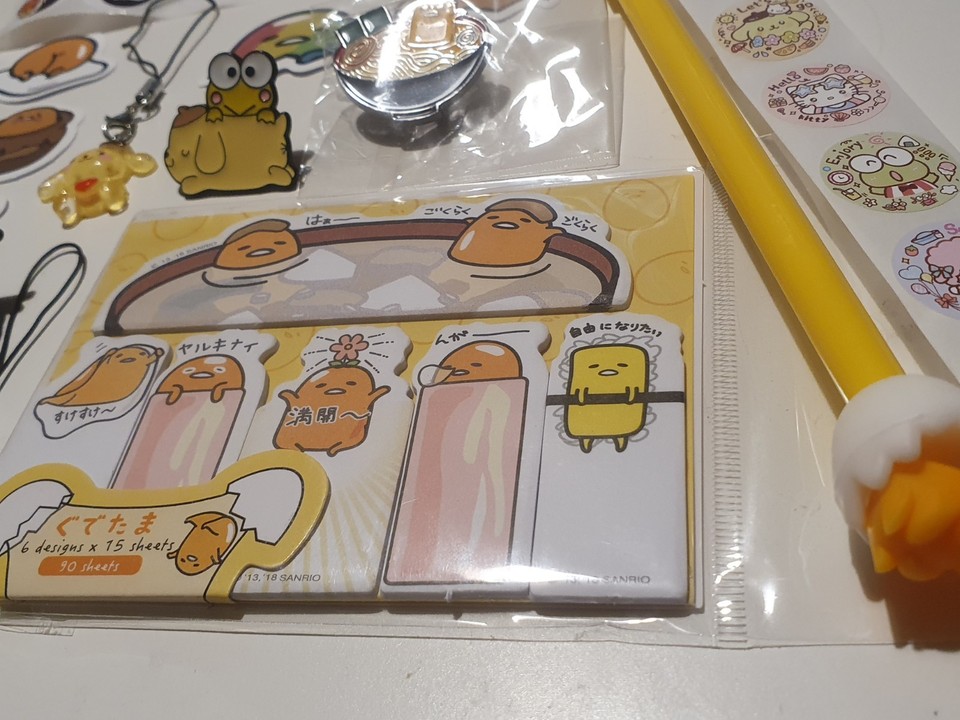 Gudetama Pompompurin Kuromi Bundle Pen Stickers Phone Charms Pins ...