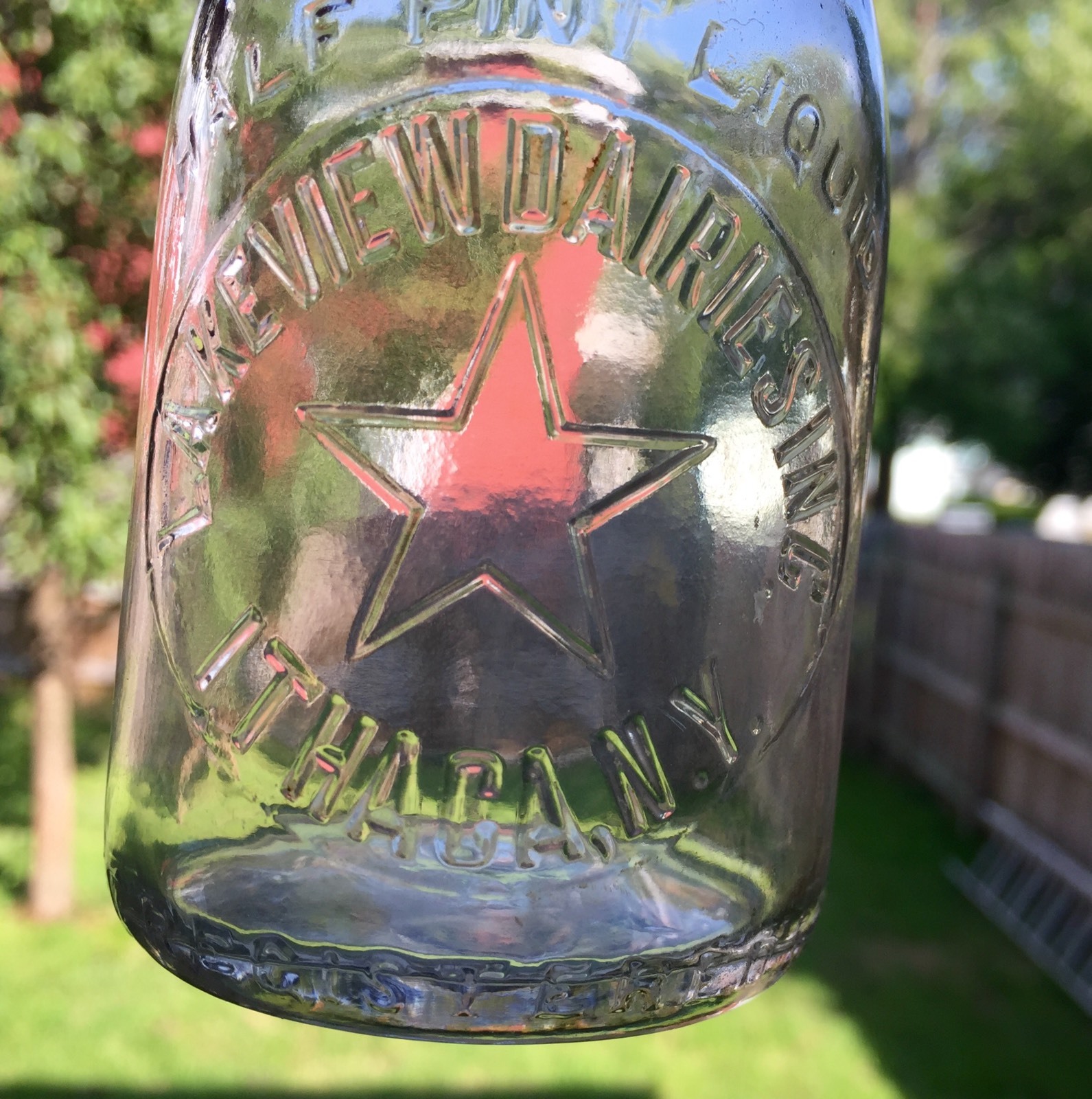 Lakeview Dairy 1/2 Pint Emb. "Star" Ithaca Ny Emb. On Rim A Bottle Of ...
