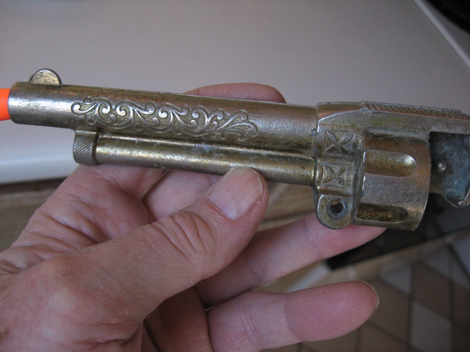 Vintage Toy Pistol Barrel with "Cylinder"--neat Scroll Design from the ...