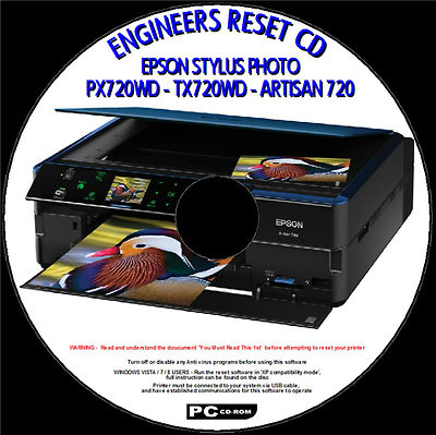 EPSON PX720WD TX720WD & ARTISAN 720 PRINTER WASTE INK PAD RESET UTILITY ...