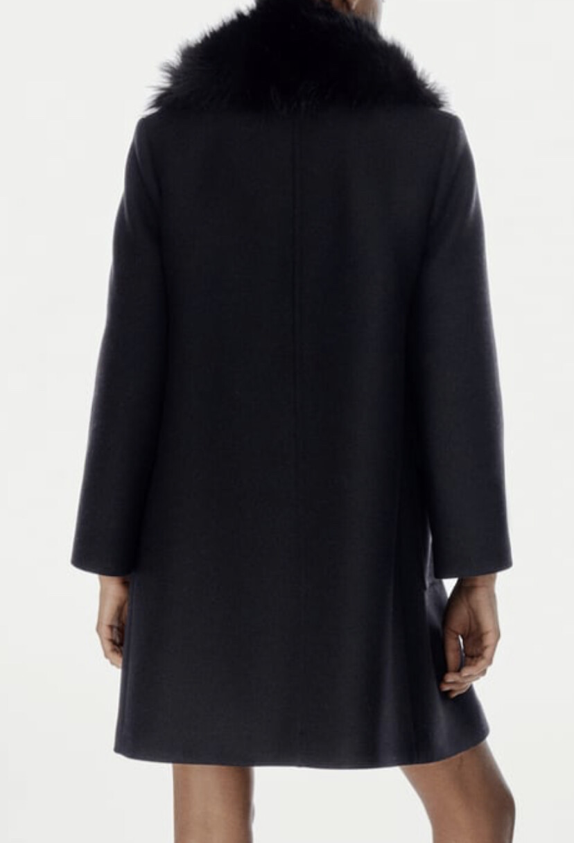 ZARA WOOL BLEND COAT WITH FAUX FUR COLLAR BLACK AW23 SIZES XS-XXL REF ...
