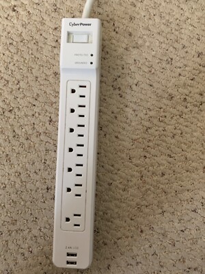 CyberPower P704U 7-Outlet Surge Protector Power Strip W/ 2-USB | eBay