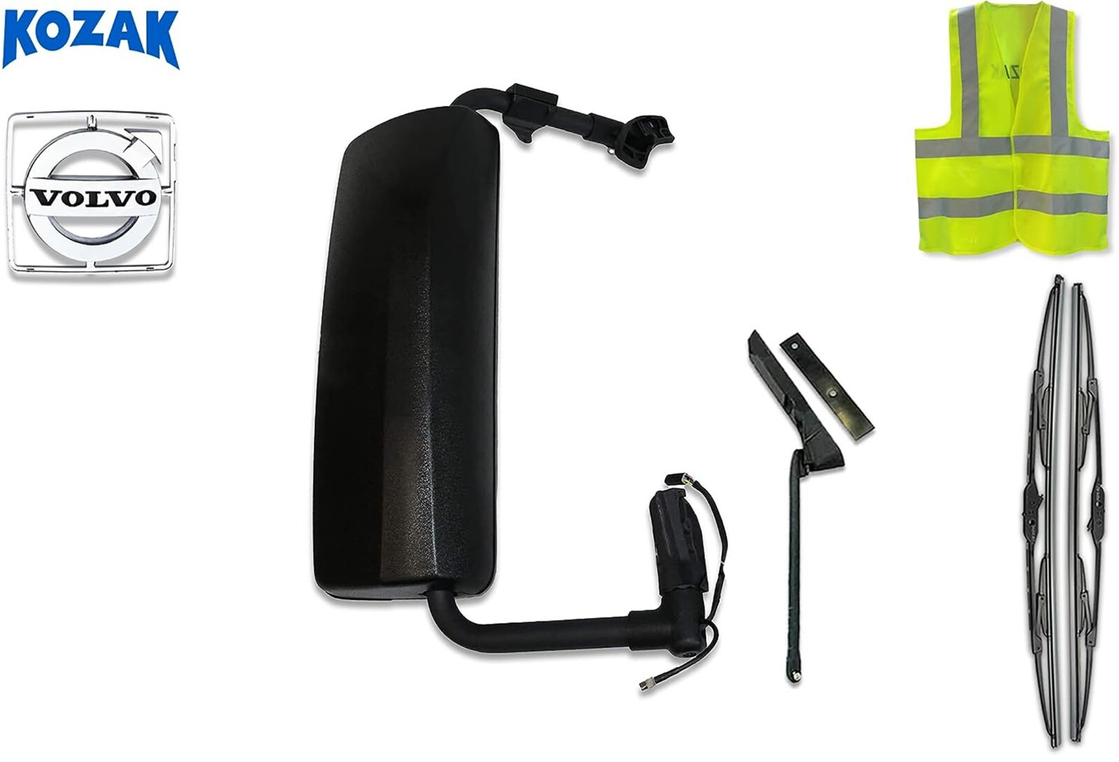 Door Mirror Black Power Heated Passenger Right plus Bracket Volvo VNL ...