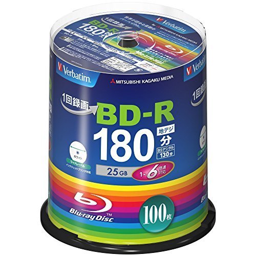 100 Verbatim Blank Blu-ray Discs 25GB 6x BD-R bluray VBR130RP100SV4 ...