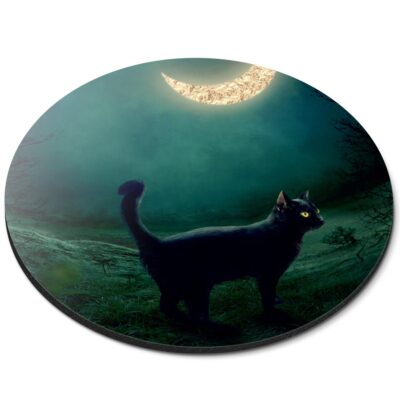 Round Mouse Mat Fantasy Mystical Cat Moon #60604 | eBay UK
