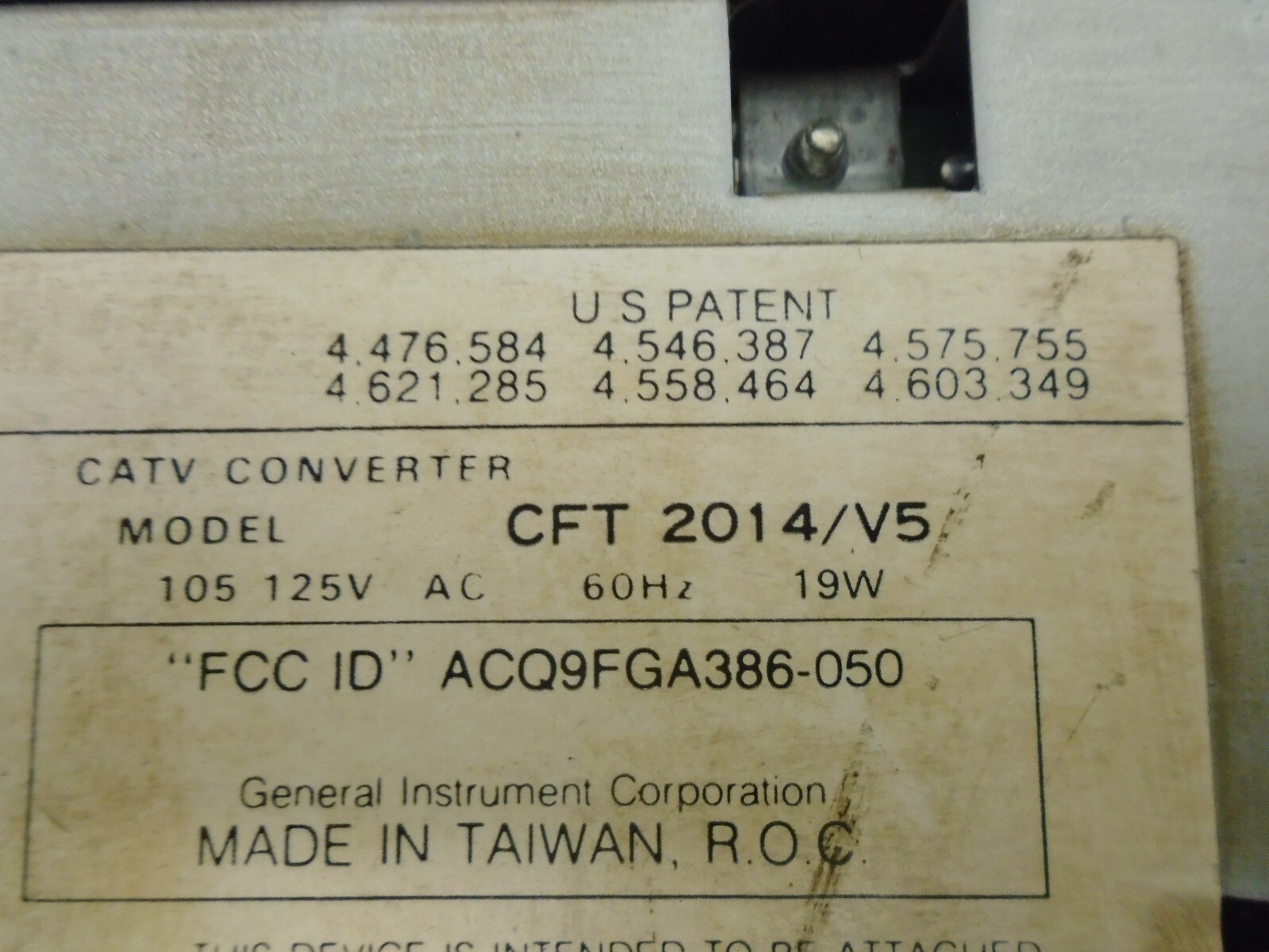 General Instrument Black Cable Box CATV Converter CFT 2014/V5 | eBay