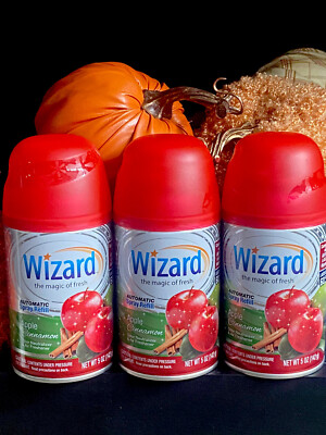 3 Pk Wizard Automatic Spray Refill APPLE/Cinnamon 4oz, Fits Glade ...