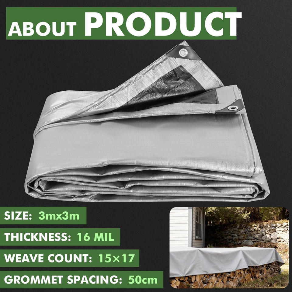 Tarpaulin Extra Heavy Duty Waterproof Cover Tarp Ground Sheet Mesh ...