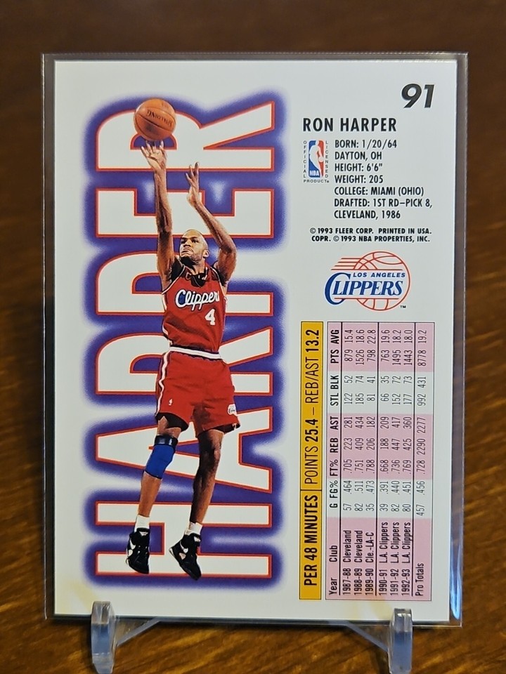 1993-94 Fleer Los Angeles Clippers Basketball Card #91 Ron Harper | eBay