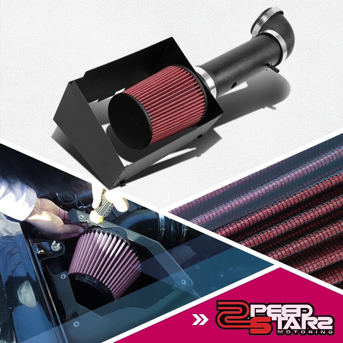 FOR 05-10 GRAND CHEROKEE WK SRT 6.1 V8 BLACK COATED AIR INTAKE PIPE+ ...